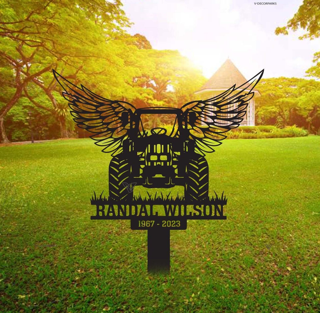 Tractor Memorial Plaque Stake, Tractor Metal Sign Garve Maker, Human ...