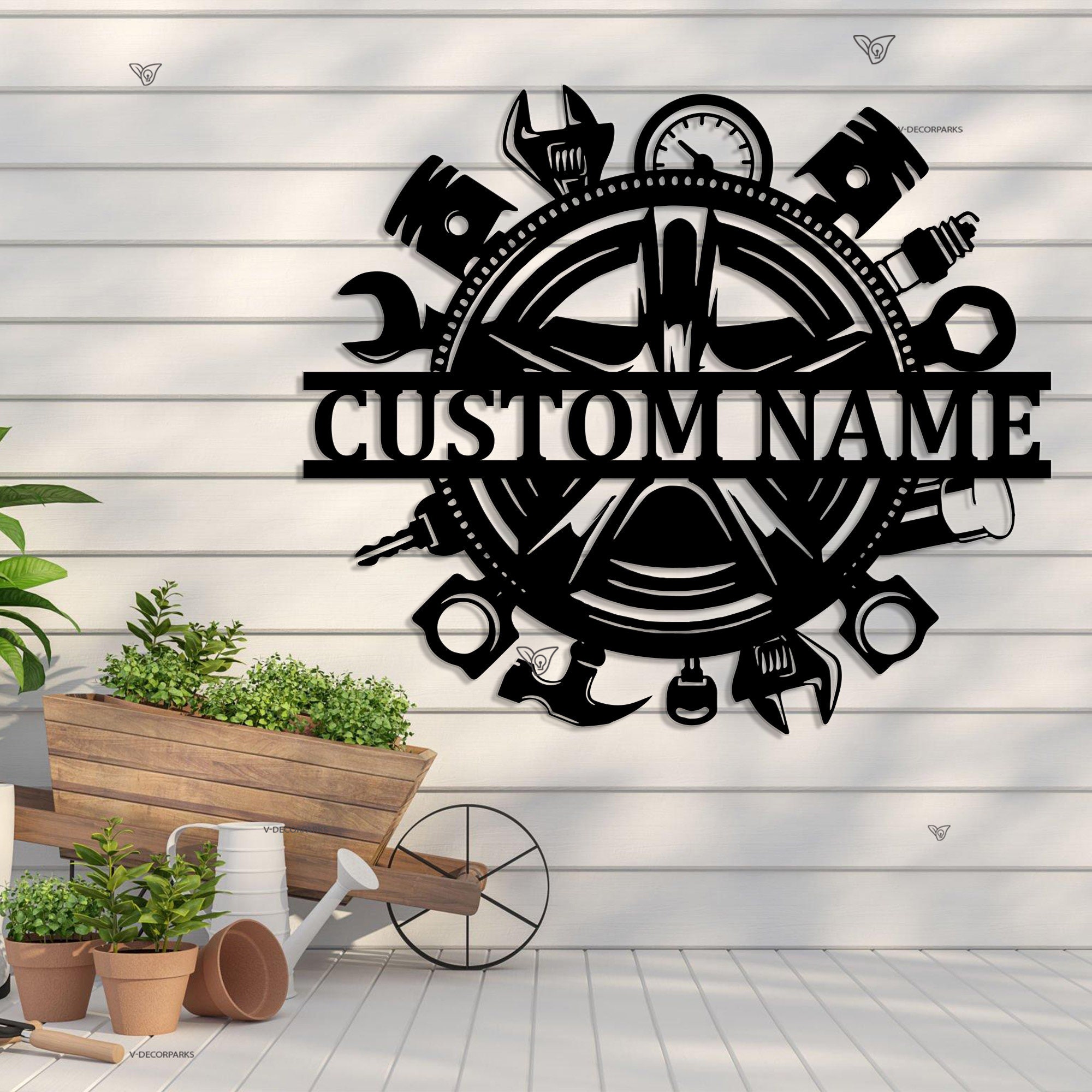 Custom Garage Metal Sign, Workshop Sign, Personalized Wrench Mechanic ...