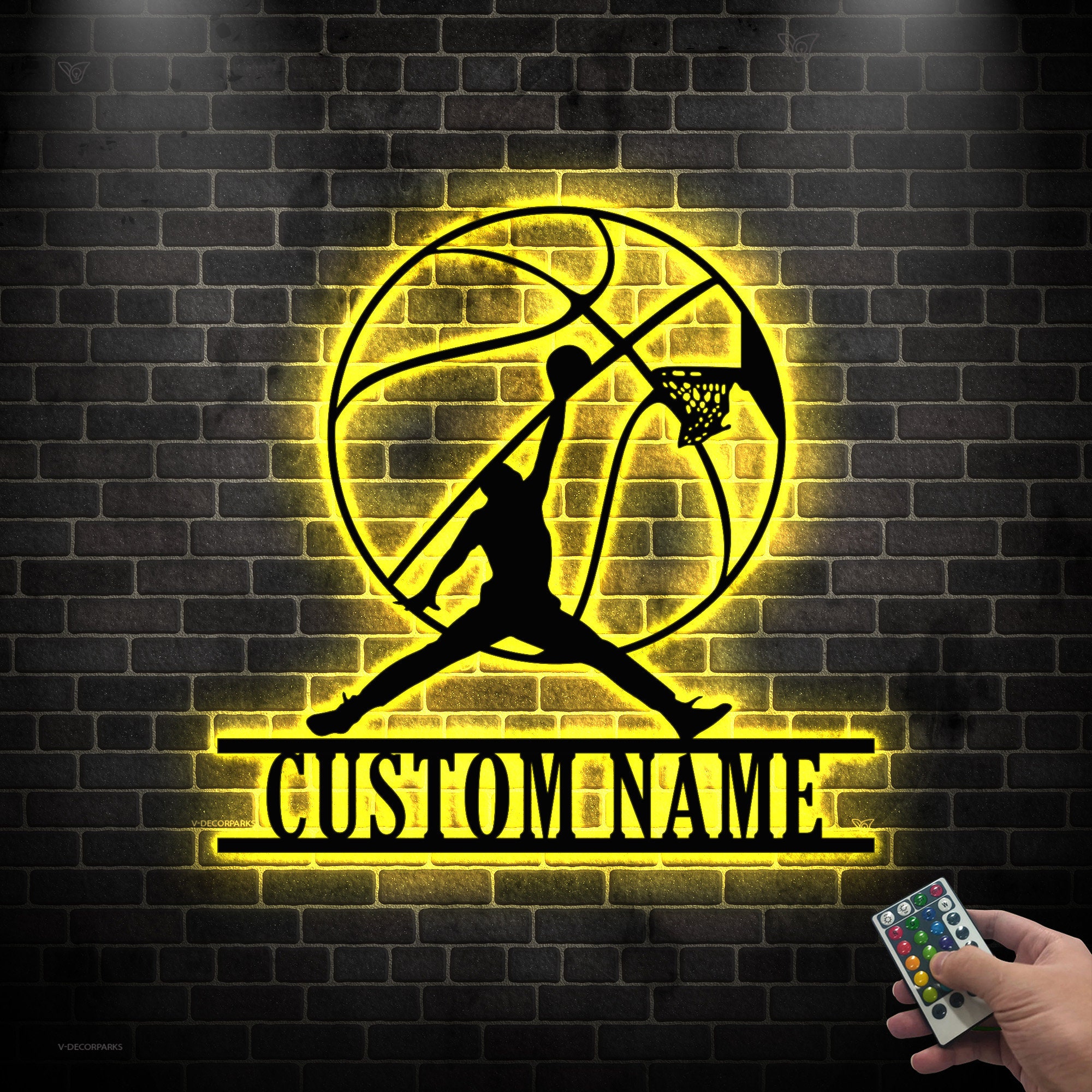 Personalized Basketball Metal Wall Art Led Light, Custom Basketball ...