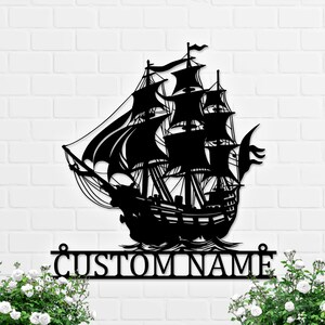 Custom Pirate Ship Metal Wall Art Pirate Ship Metal Decor Personalized ...