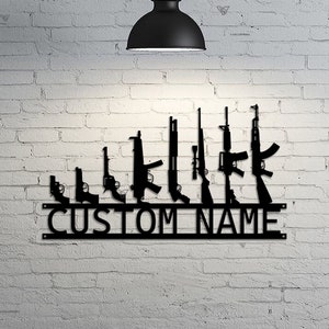 Custom Gun Metal Sign LED Light,gun Metal Wall Art,personalized Armory ...