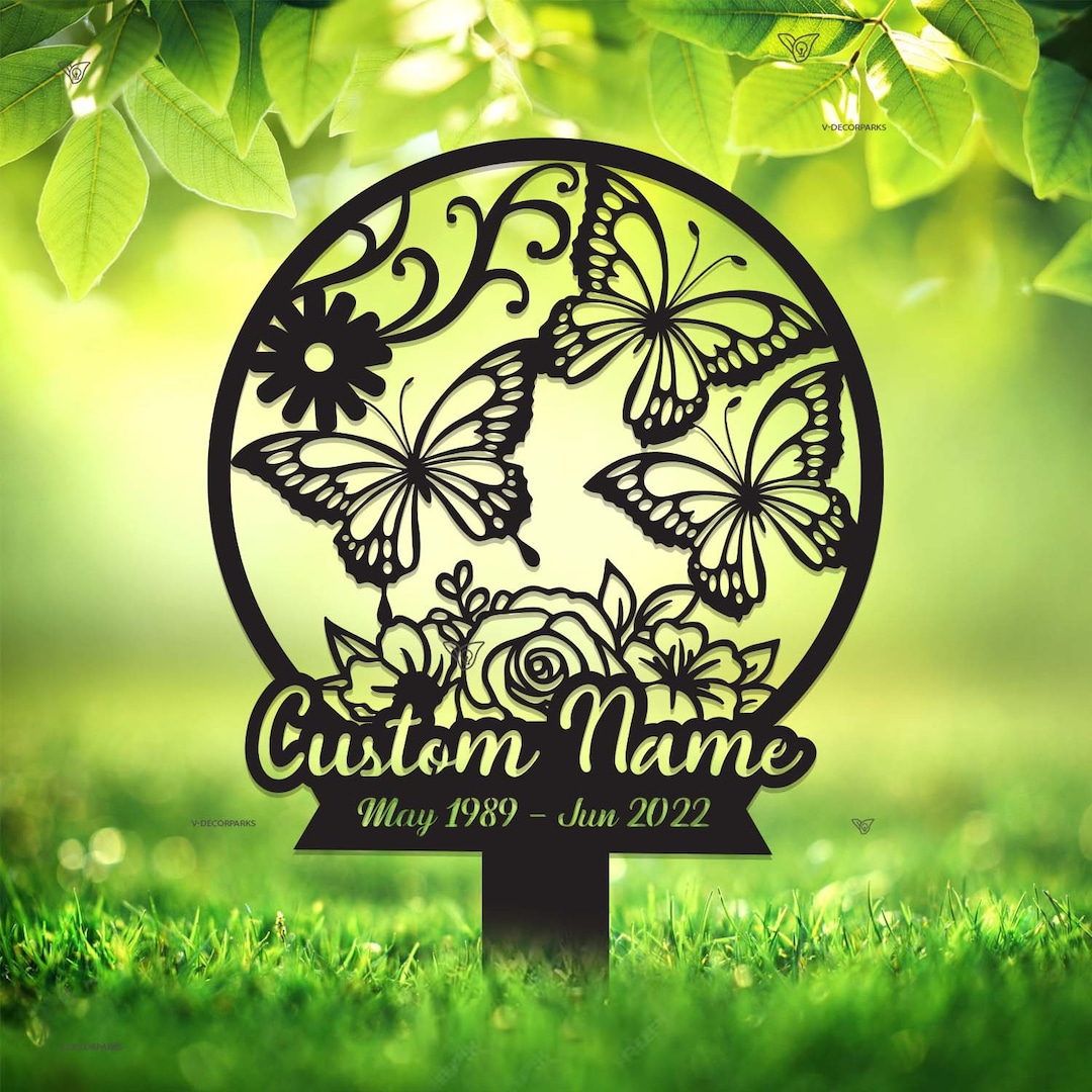 Custom Butterfly Memorial Stake, Grave Marker Custom Butterflies and ...