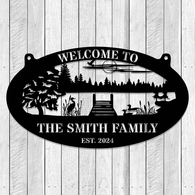 Custom Lake Dock Sign , Outdoor Metal Sign, Family Lake Lot Sign, Lake ...