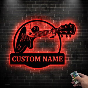 Custom Electric Guitar Metal Wall Art, LED Music Room Decor - Etsy