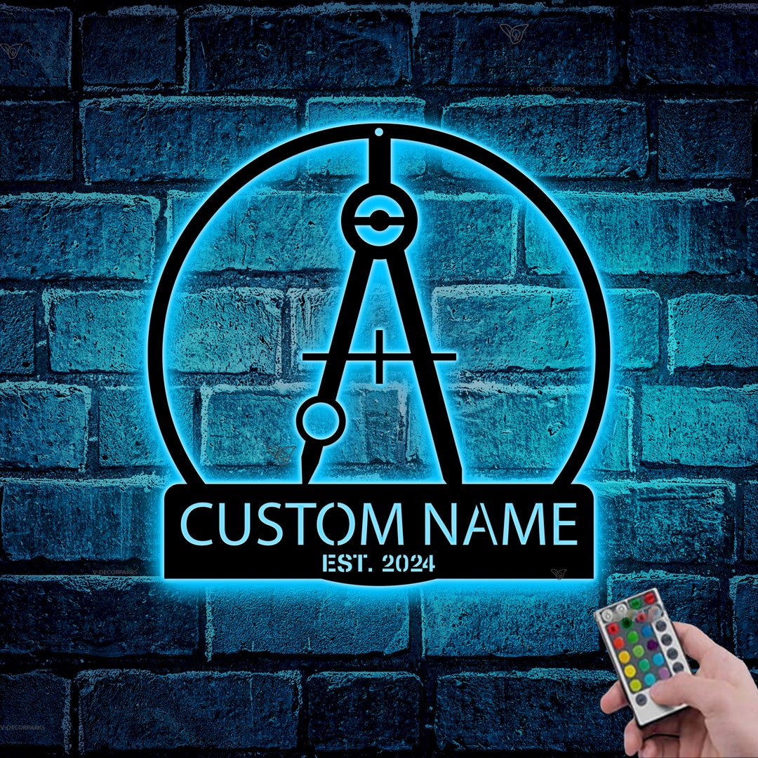 Custom Architect Metal Wall Art LED Light Personalized Interior ...