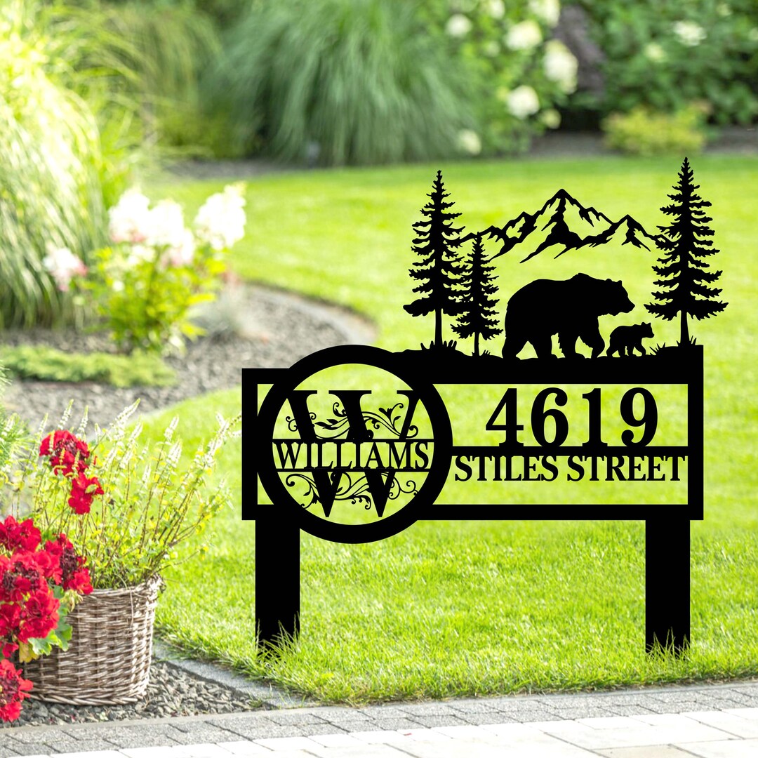 Personalized Metal Bear Sign, Bear Cabin Sign, Cabin Decor, Outdoor ...