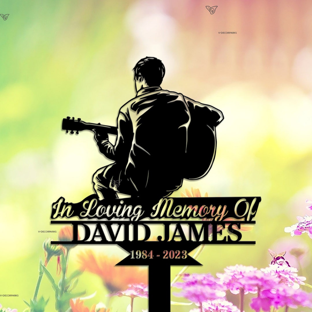 Personalized Man Playing Guitar Memorial Guitarist Memorial Stake ...