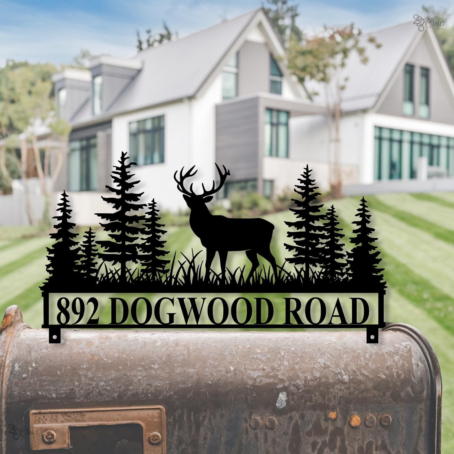 Custom Metal Mailbox Topper – Personalized Address Sign, Deer Design - Etsy