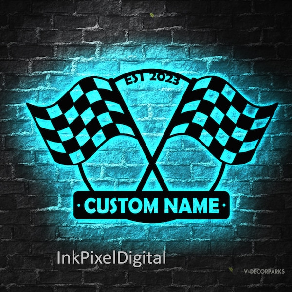 Custom Checkered Flag Metal Sign - Etsy