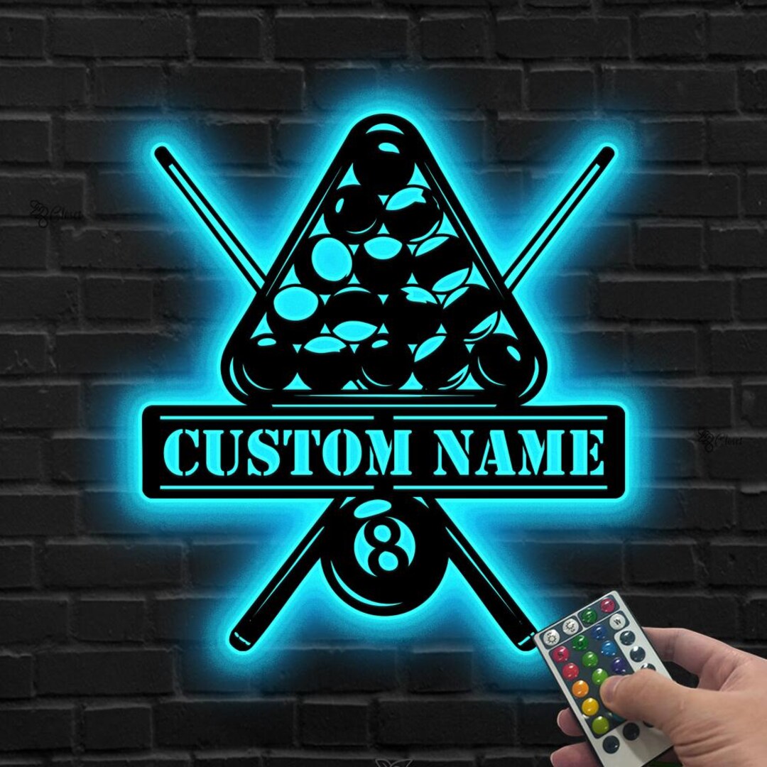 Custom Billiards Neon Sign, Pool Room Decor With Name, Gift for Dad ...