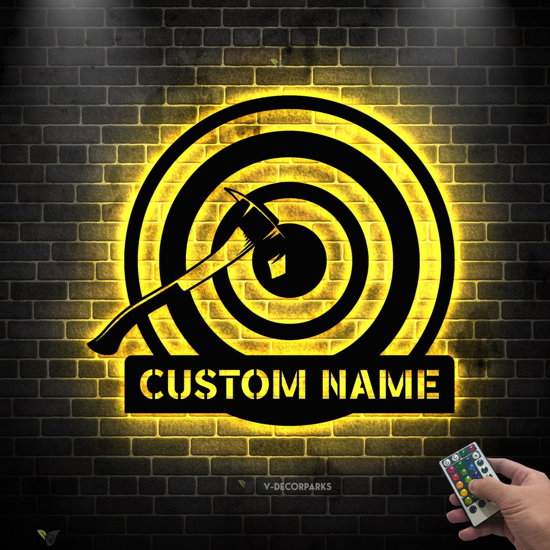 Custom Axe Throwing Metal Wall Art LED Lights,custom Axe Throwing Metal ...