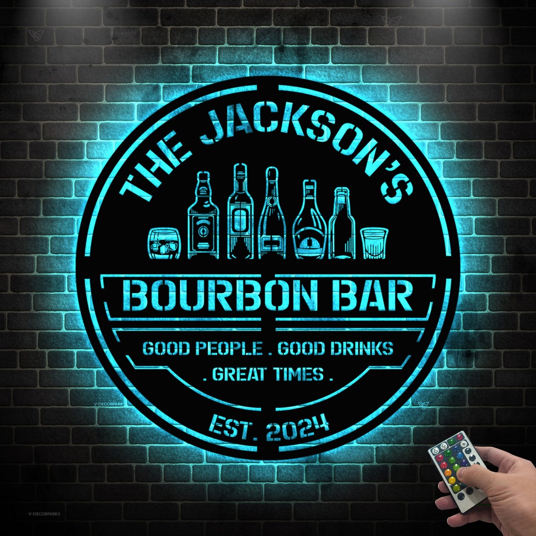 Metal Bourbon Bar Sign Personalized Bourbon Bar Metal Sign Whiskey ...