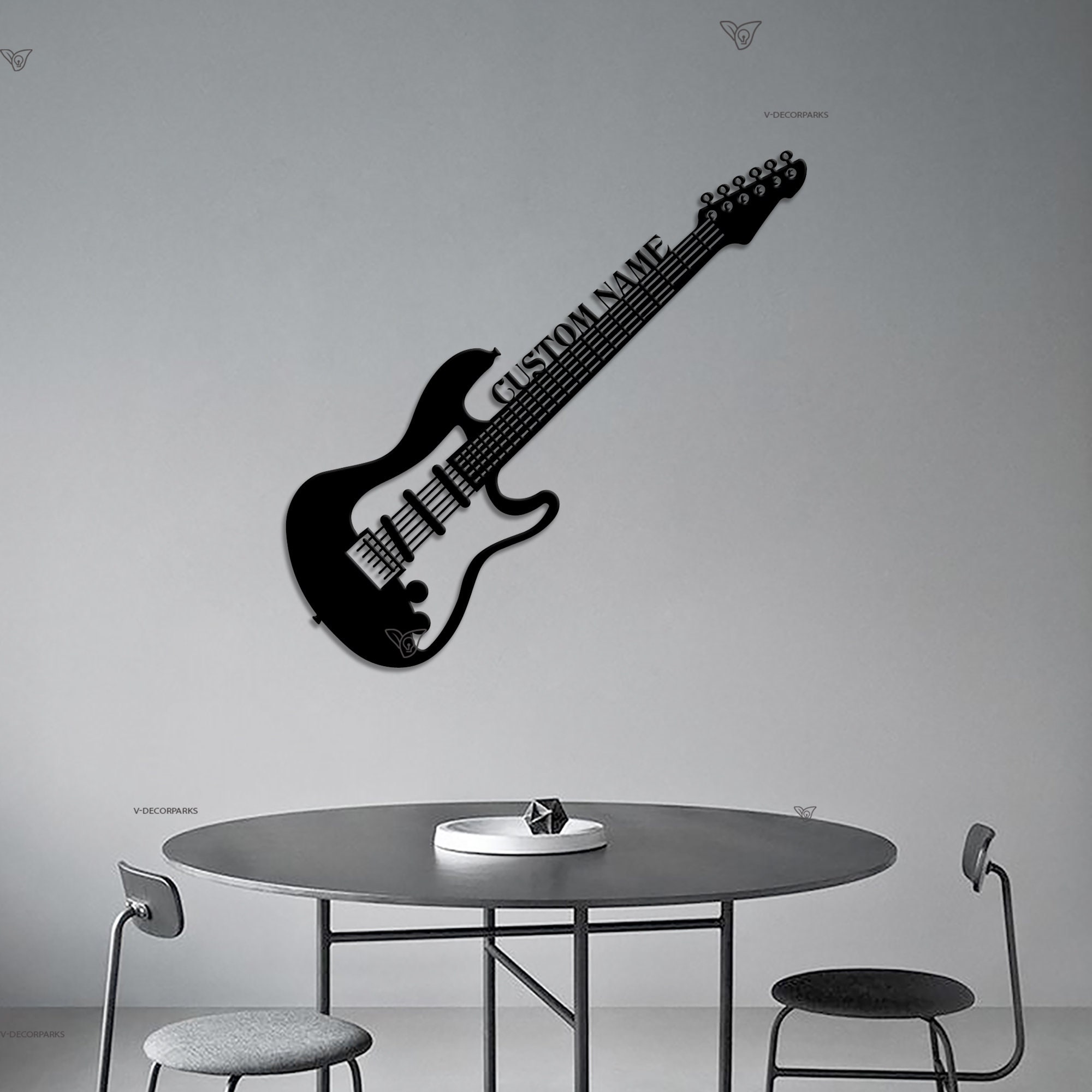 Custom Metal Electric Guitar Wall Art Led Light, Guitarist Name Sign ...