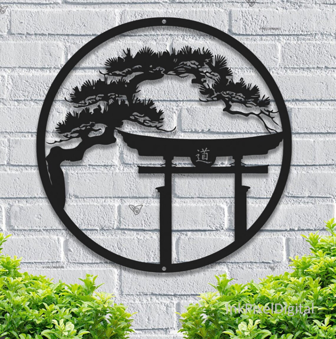Japanese Metal Art,tori Gate Art Bonsai Tree Metal Wall Art Japanese ...