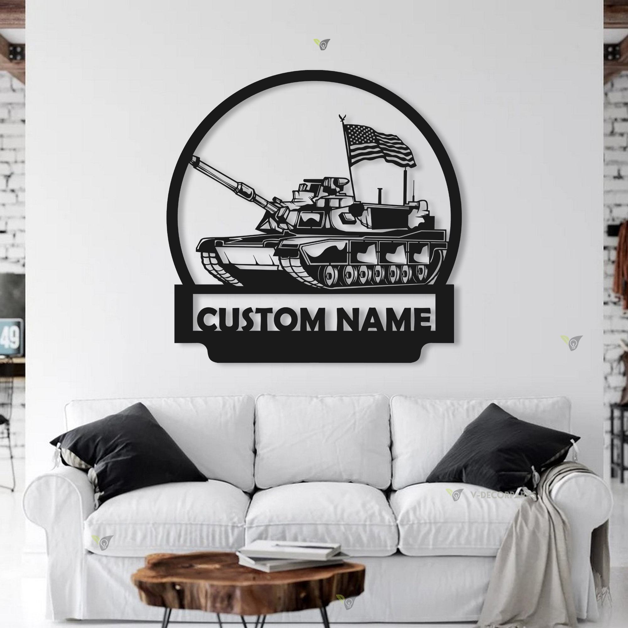 Custom US Military Tank Metal Sign LED Lights, Personalized US Military ...