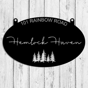 Custom Metal Address Sign, Personalized Pine Tree Number Sign, Address ...