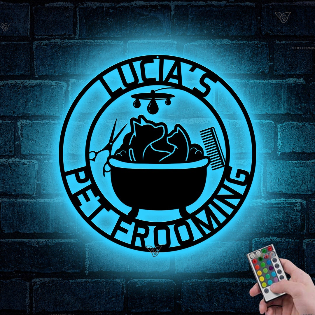 Custom Pet Grooming Sign LED Light, Pet Groomer Sign, Dog Grooming Sign ...