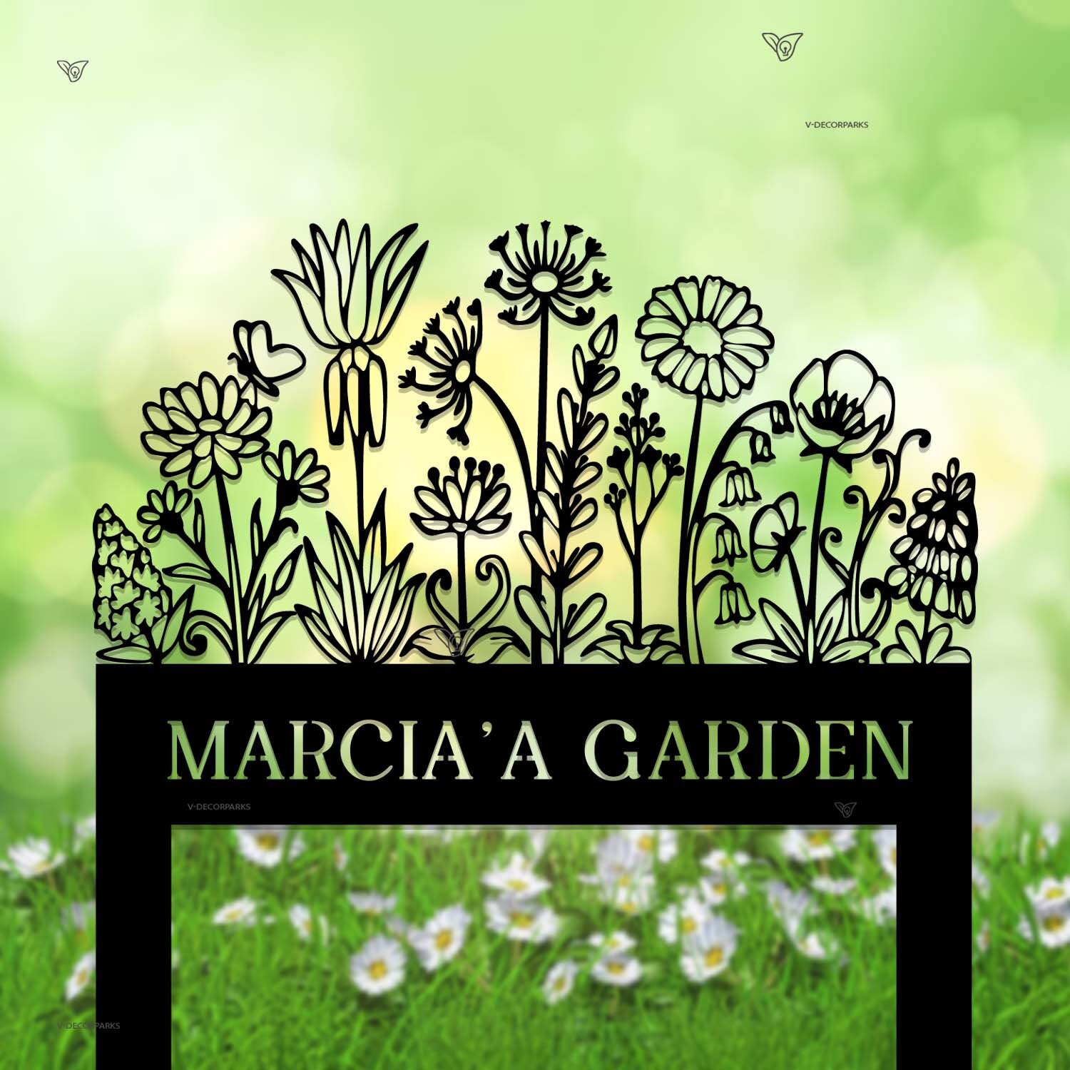 Flowers Metal Garden Sign With Stakes Personalized, Garden Stake ...