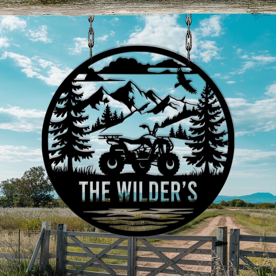 Custom ATV Cabin Sign, Personalized Mountain Metal, ATV Rider Cabin ...