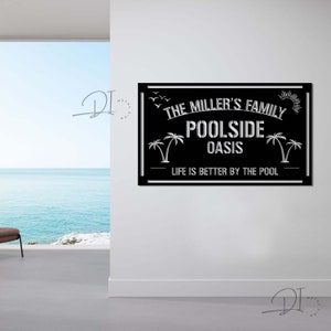 Personalized Family Poolside Oasis Sign LED Light,pool & Patio Sign ...