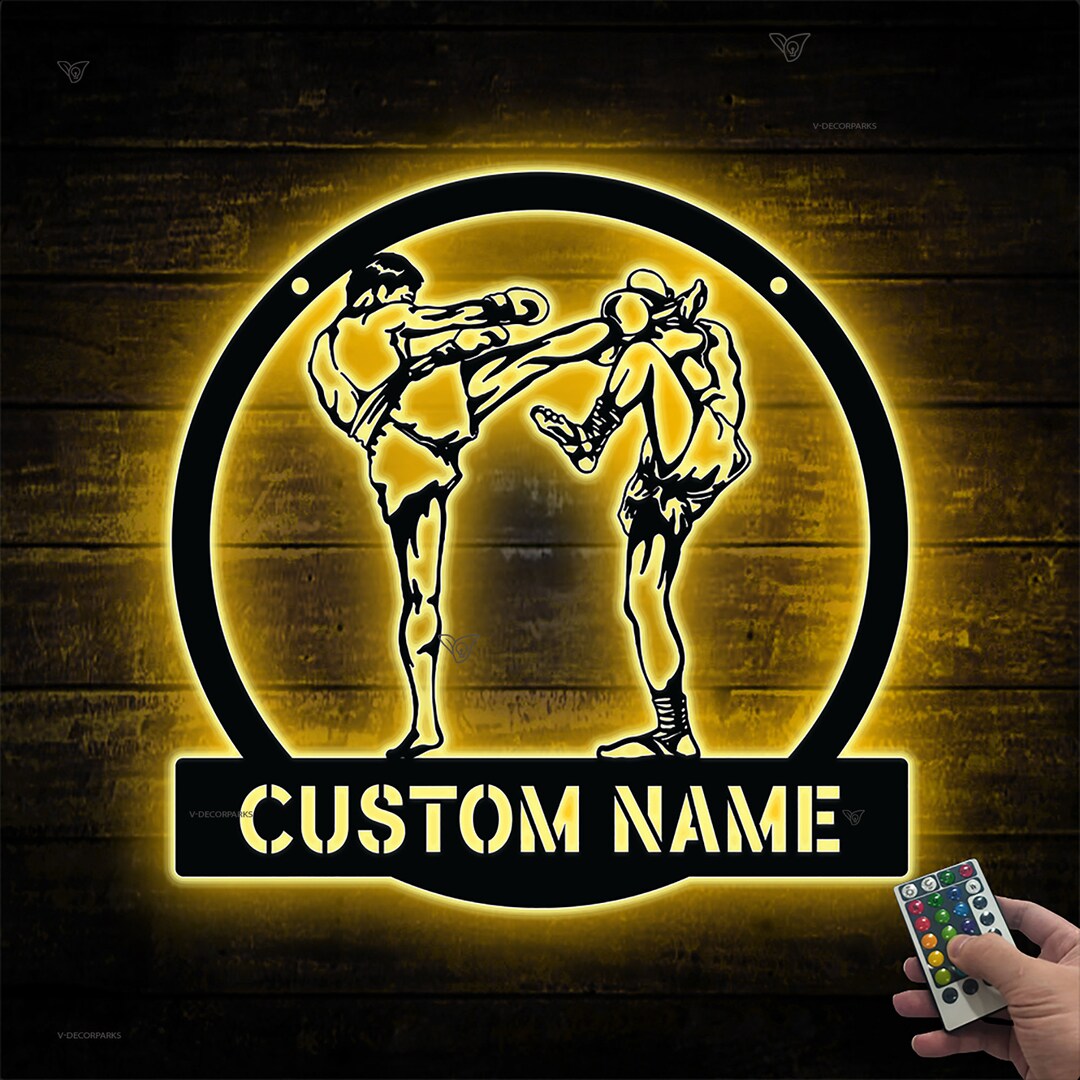 Kickboxing Sport Metal Sign LED Lights, Gym Metal Sign,custom ...