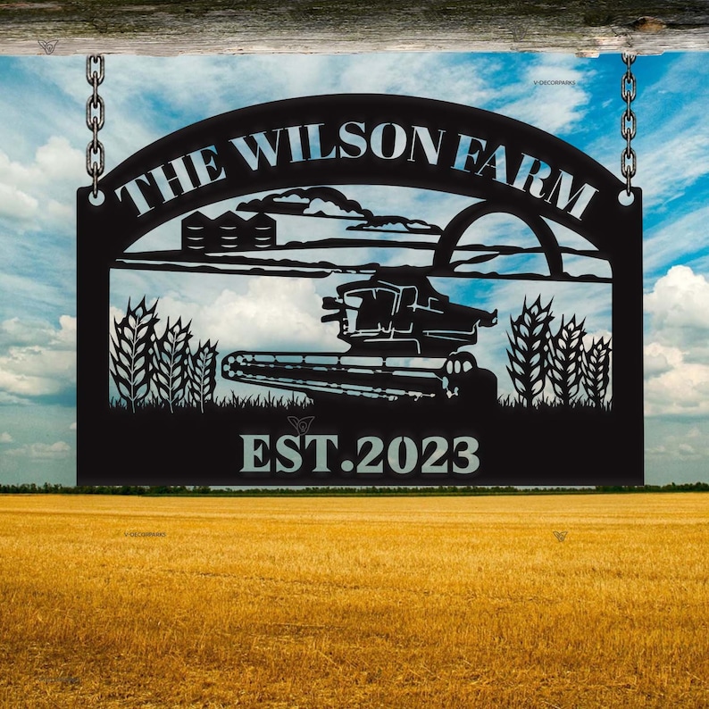 Custom Wheat Farm Metal Sign, Personalized Harvester Cabin Decor - Etsy