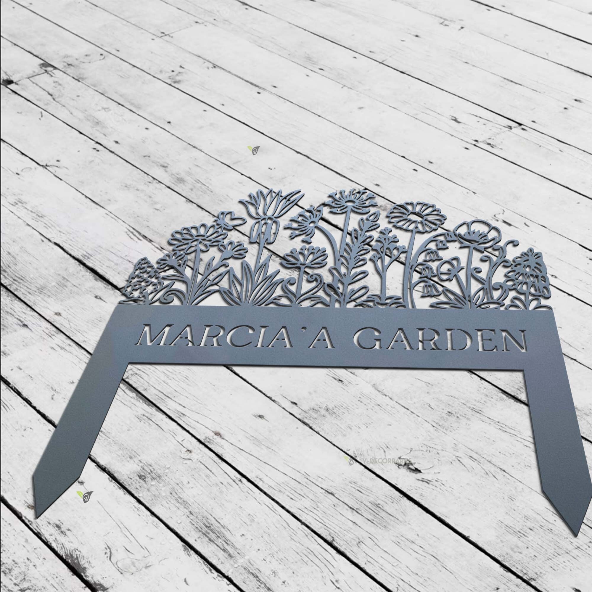 Flowers Metal Garden Sign With Stakes Personalized, Garden Stake ...