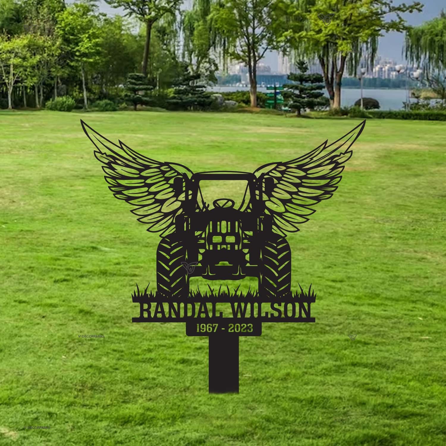 Tractor Memorial Plaque Stake, Tractor Metal Sign Garve Maker, Human ...