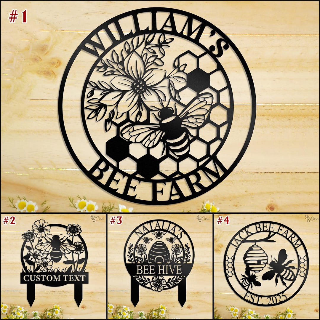 Personalized Honey Bee Sign,metal Bee Farm Decor, Bee Hive Metal Sign ...