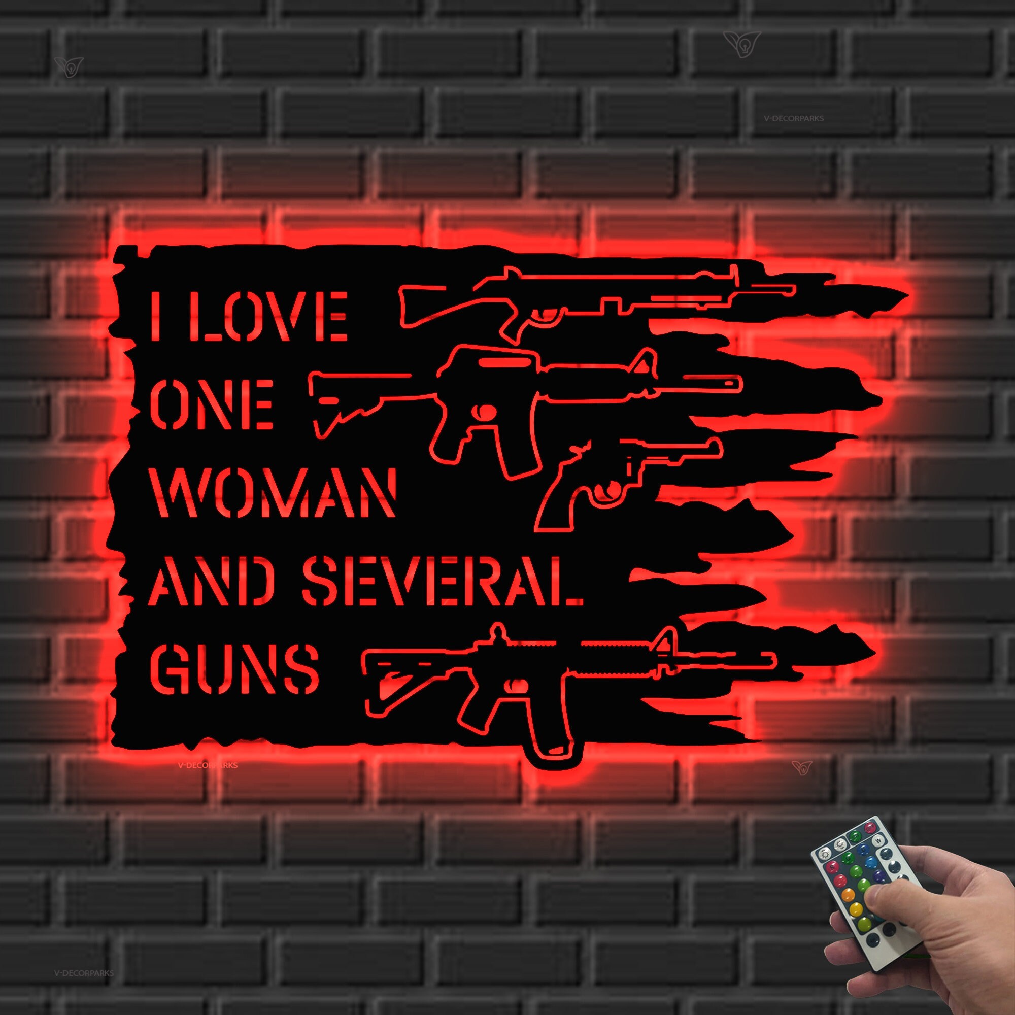 Pro Gun Metal Sign LED Lights, Gun Metal Wall Art, 2nd Amendment Wall ...