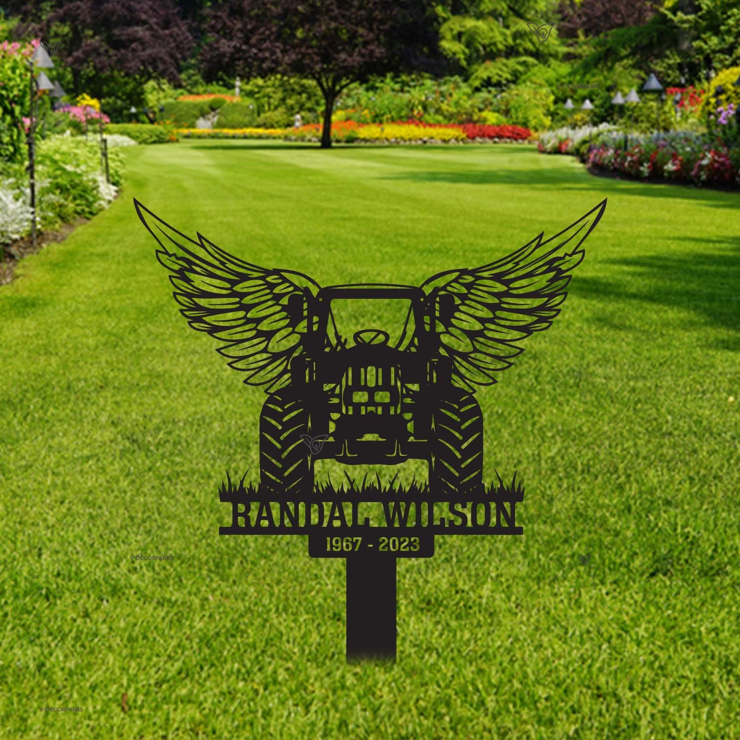 Tractor Memorial Plaque Stake, Tractor Metal Sign Garve Maker, Human ...