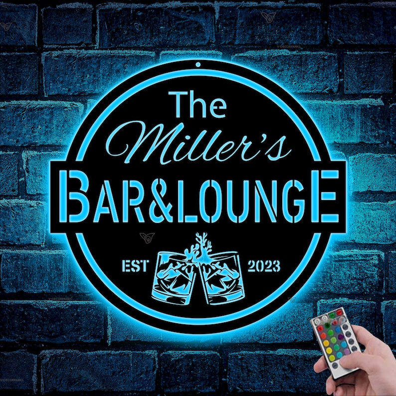 Custom Bar Sign With LED Lights, Personalized Metal Wall Art - Etsy