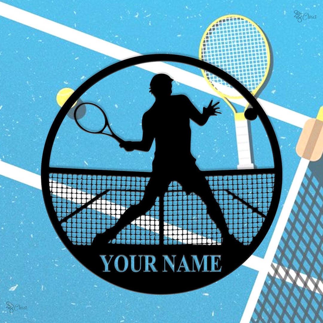 Custom Tennis Player Sign, Tennis Court Sign, Tennis Lover, Male Tennis ...