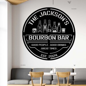 Metal Bourbon Bar Sign Personalized Bourbon Bar Metal Sign Whiskey ...