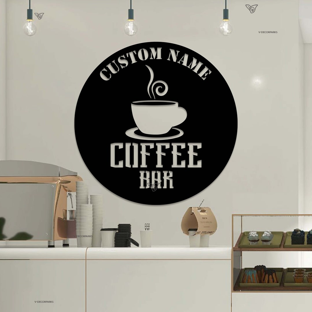 Personalized Coffee Bar Sign Kitchen Sign Coffee Station Wall Art ...