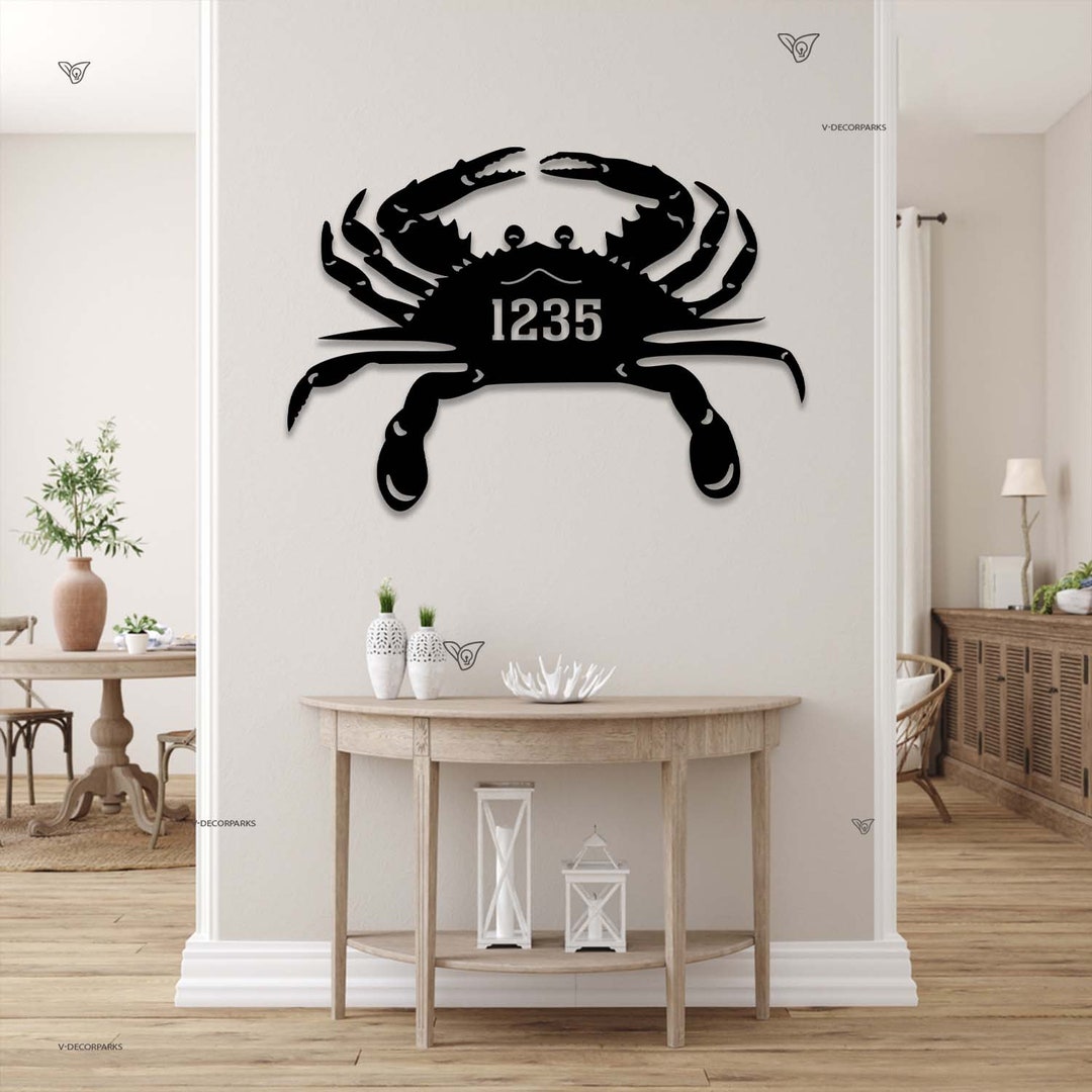 Custom Crab Metal Sign Personalized Beach House Decor Crab Wall ...