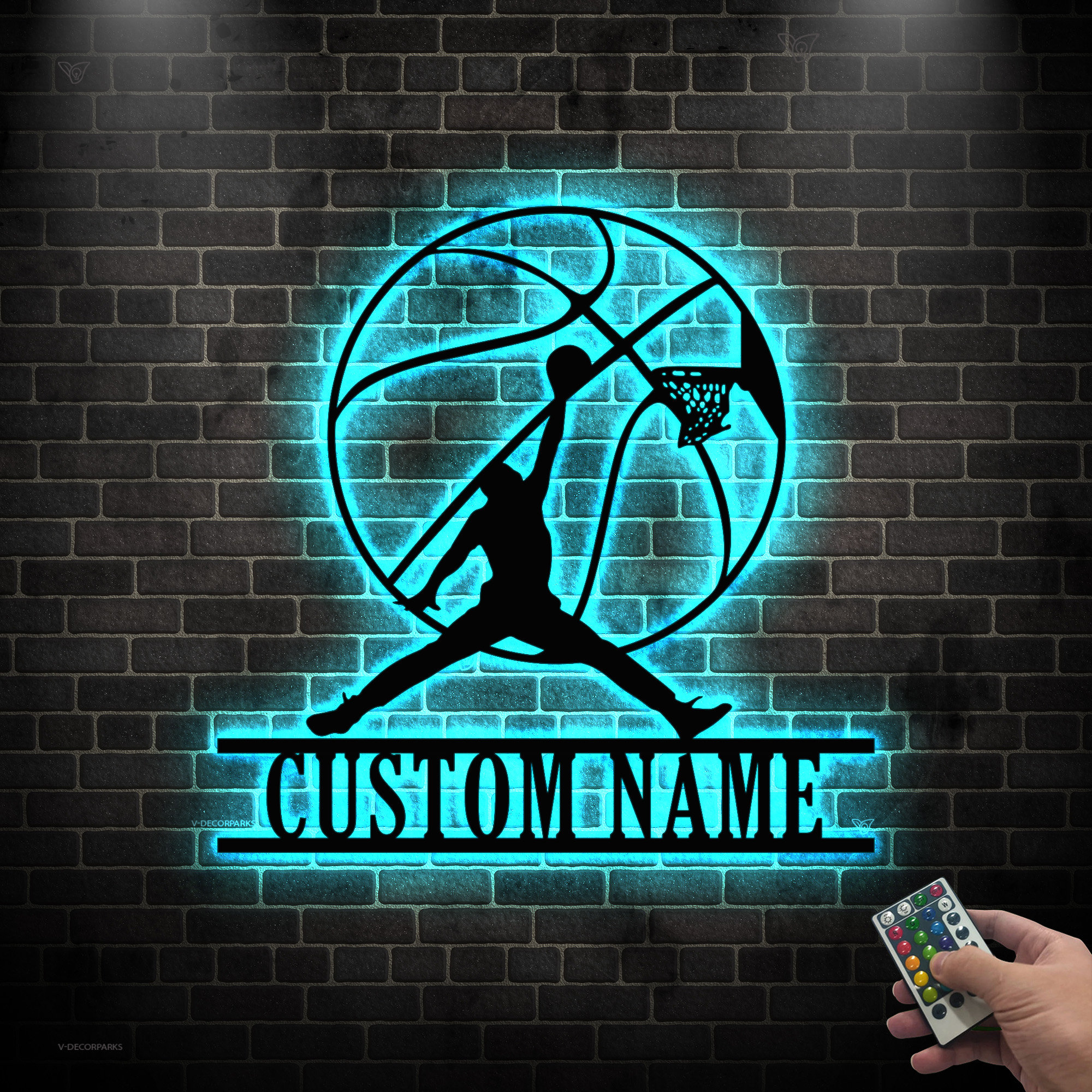 Personalized Basketball Metal Wall Art Led Light, Custom Basketball ...