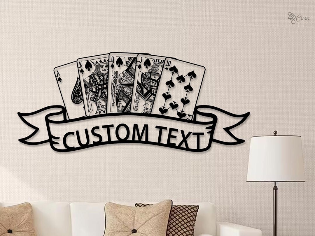 Custom Poker Wall Art, Royal Flush Poker Card Metal Decor, Playing Card ...