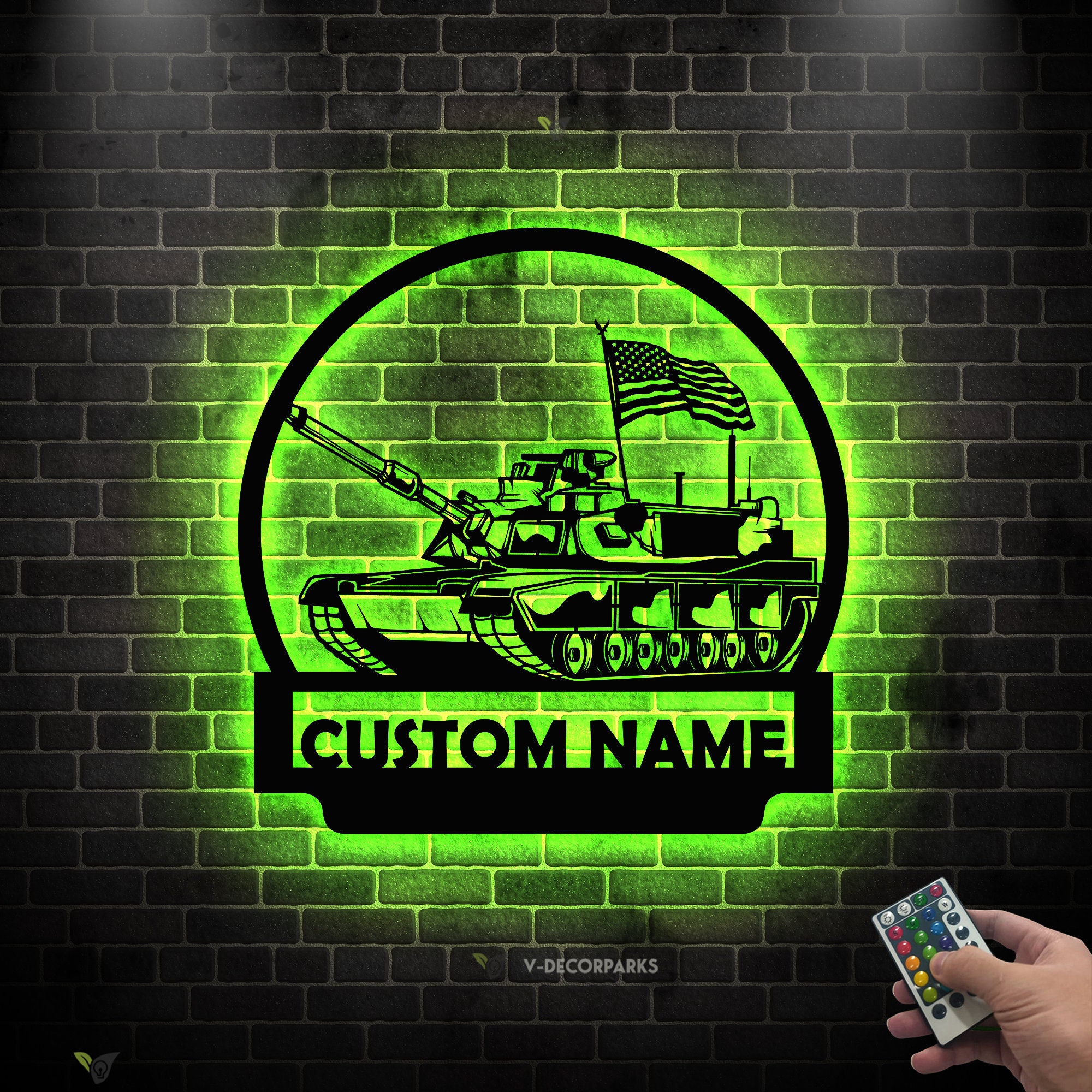 Custom US Military Tank Metal Sign LED Lights, Personalized US Military ...