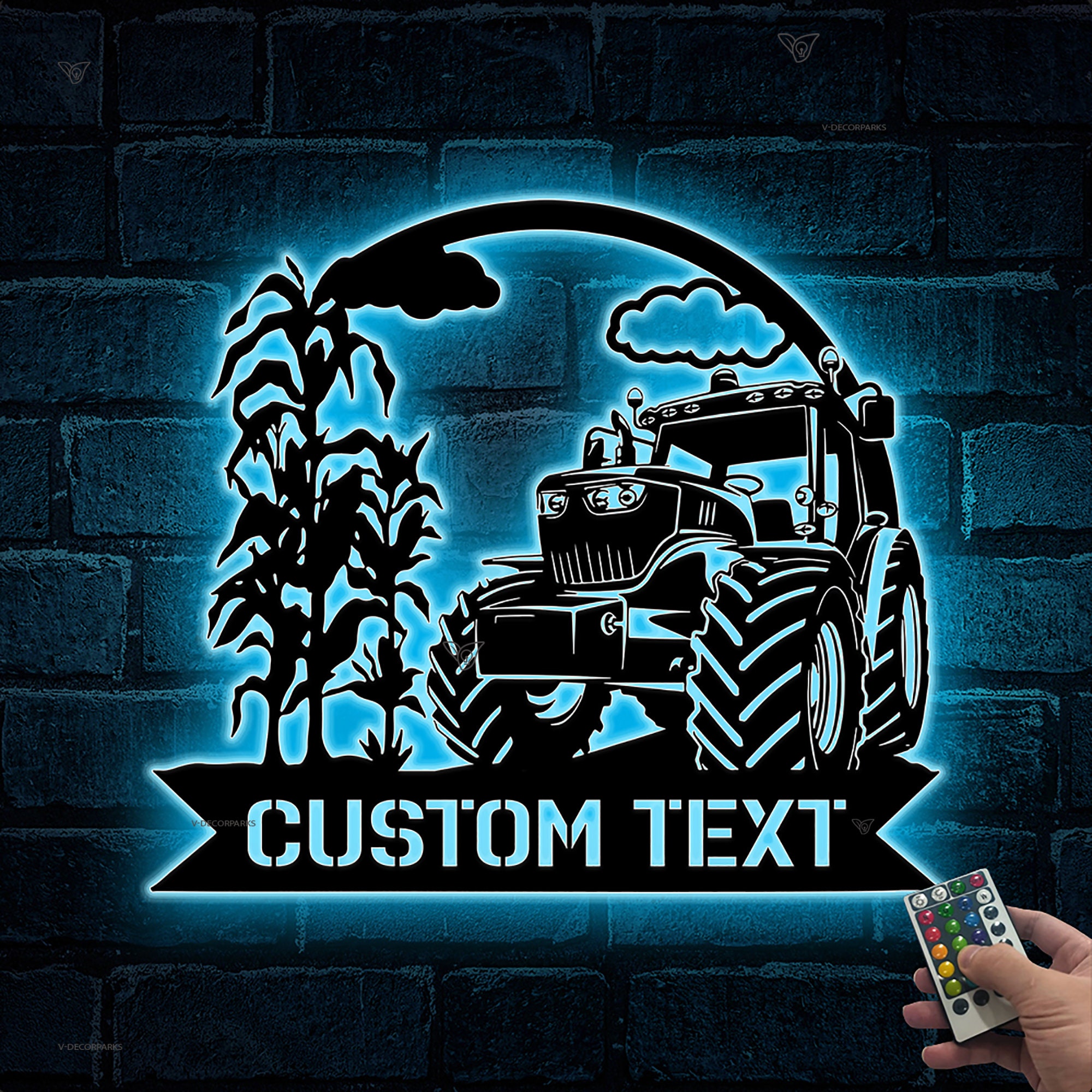 Custom Tractor Driver Metal Wall Art LED Light Personalized Tractor ...