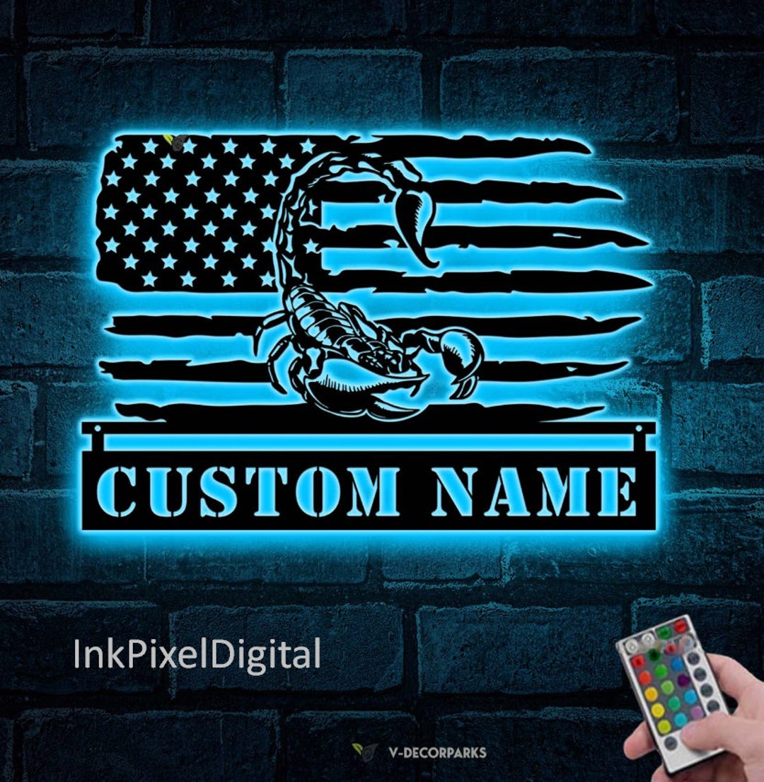 Custom Scorpion Metal Wall Art LED Light Personalized Scorpion Lover ...