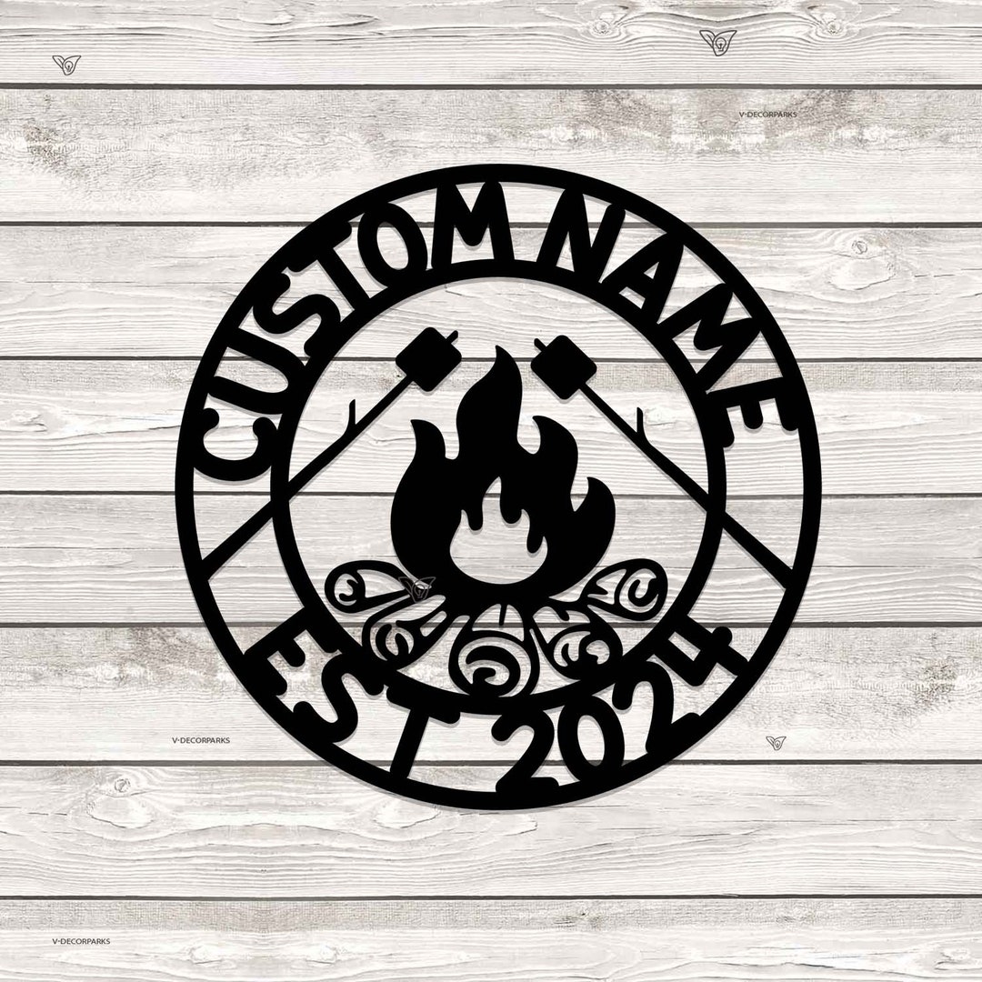 Custom Metal Campfire Sign, Firepit Sign Personalized Cabin Sign, Camp ...