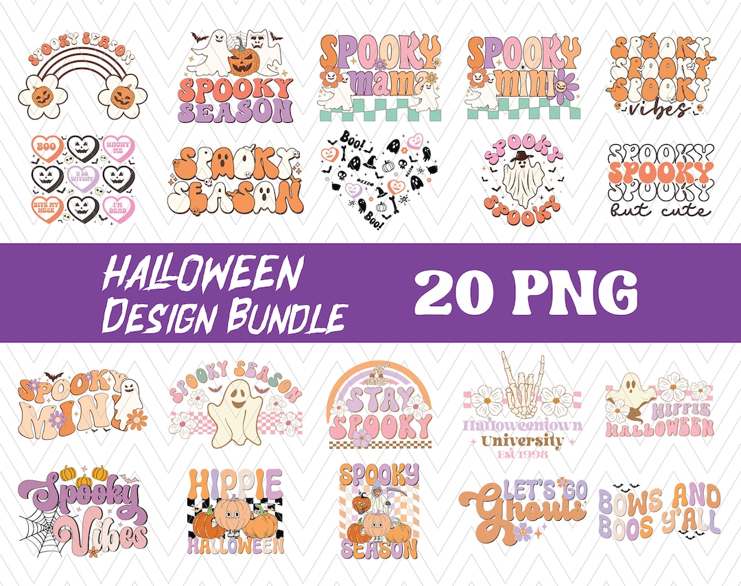 Retro Halloween Bundle Retro Halloween Png Groovy Halloween - Etsy