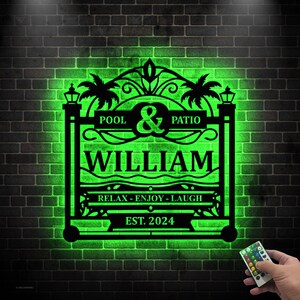 Personalized Pool & Patio Sign Backyard Bar and Grill Pool Deck Sign ...