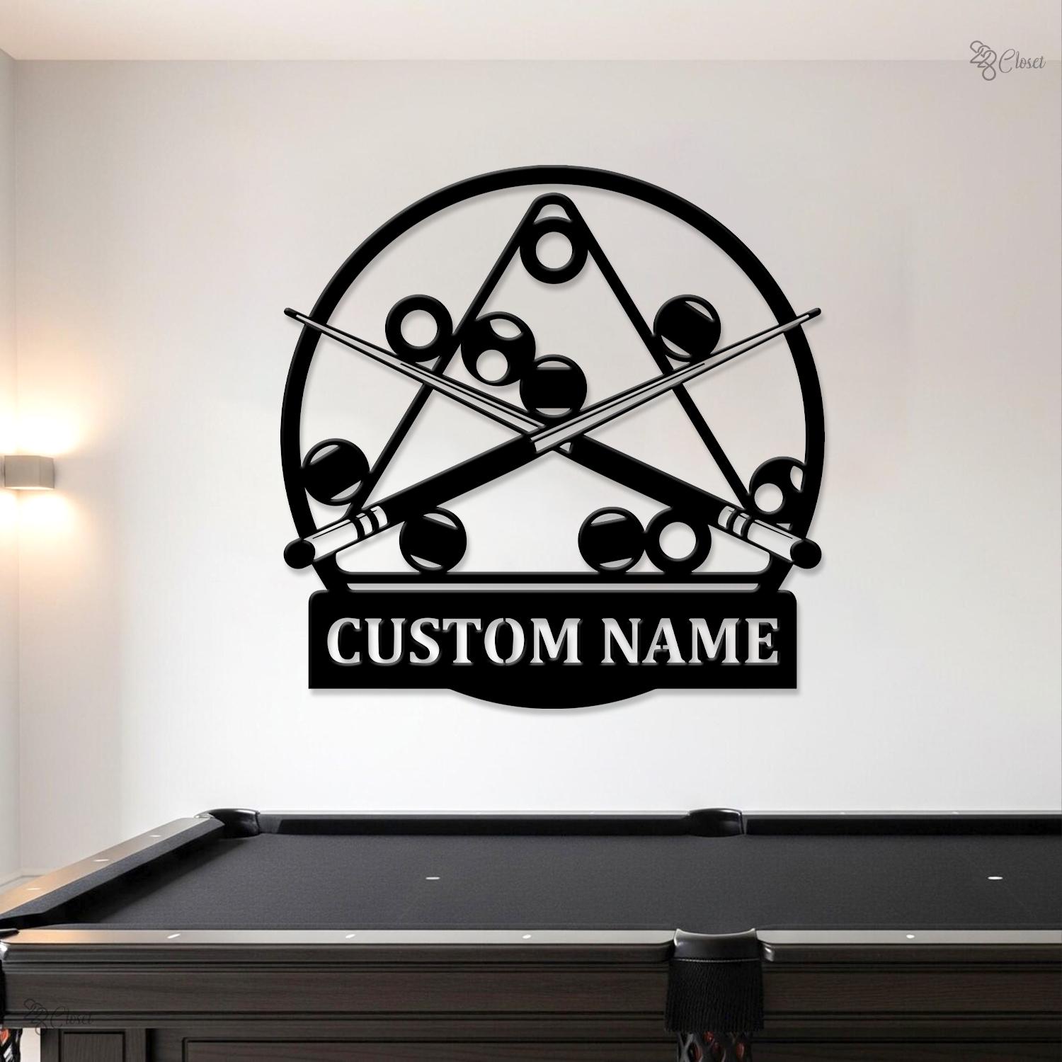 Custom Billiards LED Sign, Personalized Pool Room Light, Billiard Room ...
