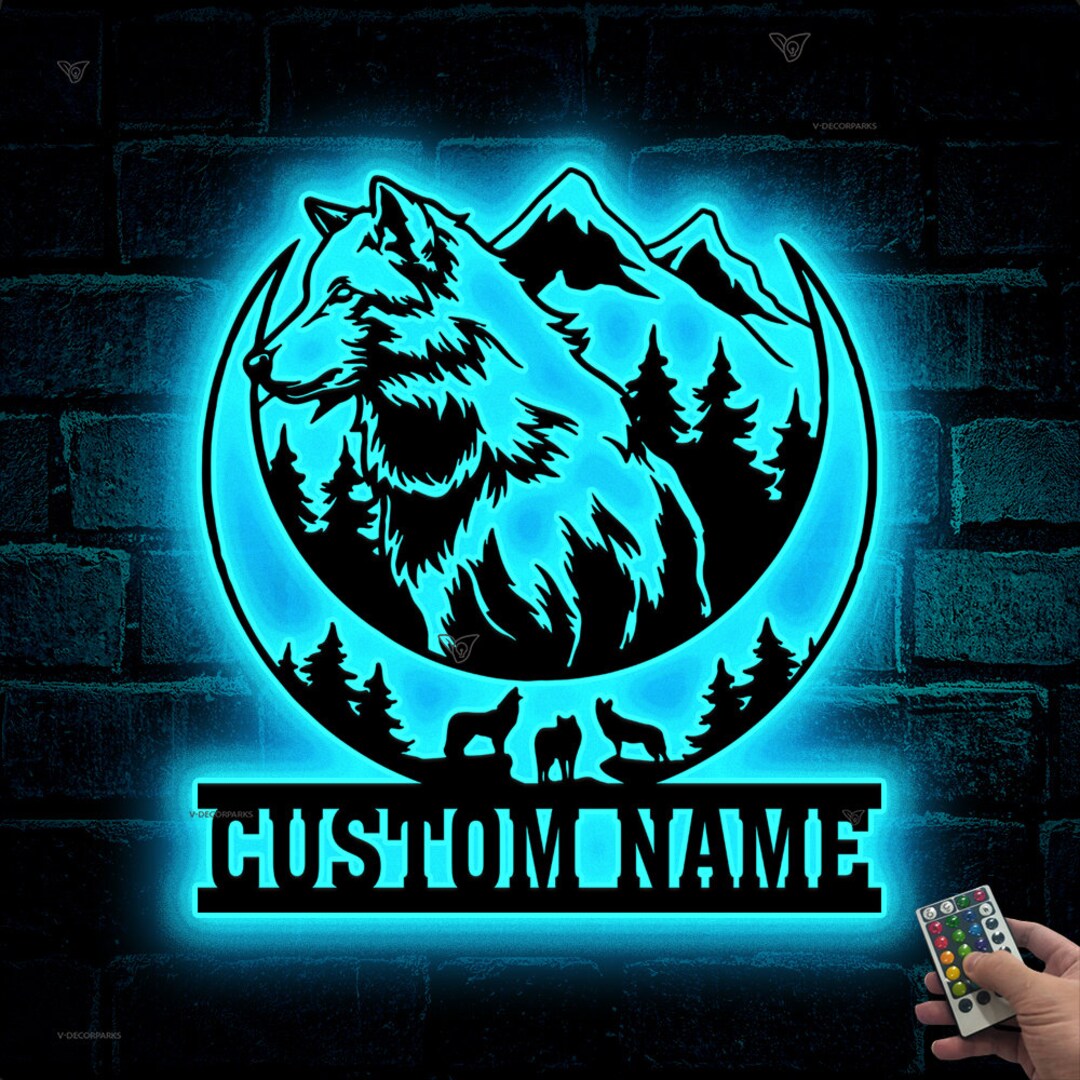 Custom Wolf Wall Decor, Wolf Family, Wolf Metal Sign,howling Wolf Sign ...