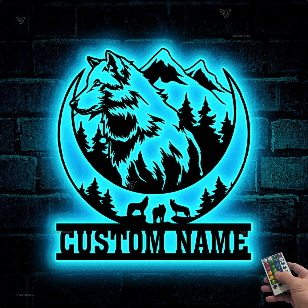 Custom Wolf Wall Decor, Wolf Family, Wolf Metal Sign,howling Wolf Sign ...