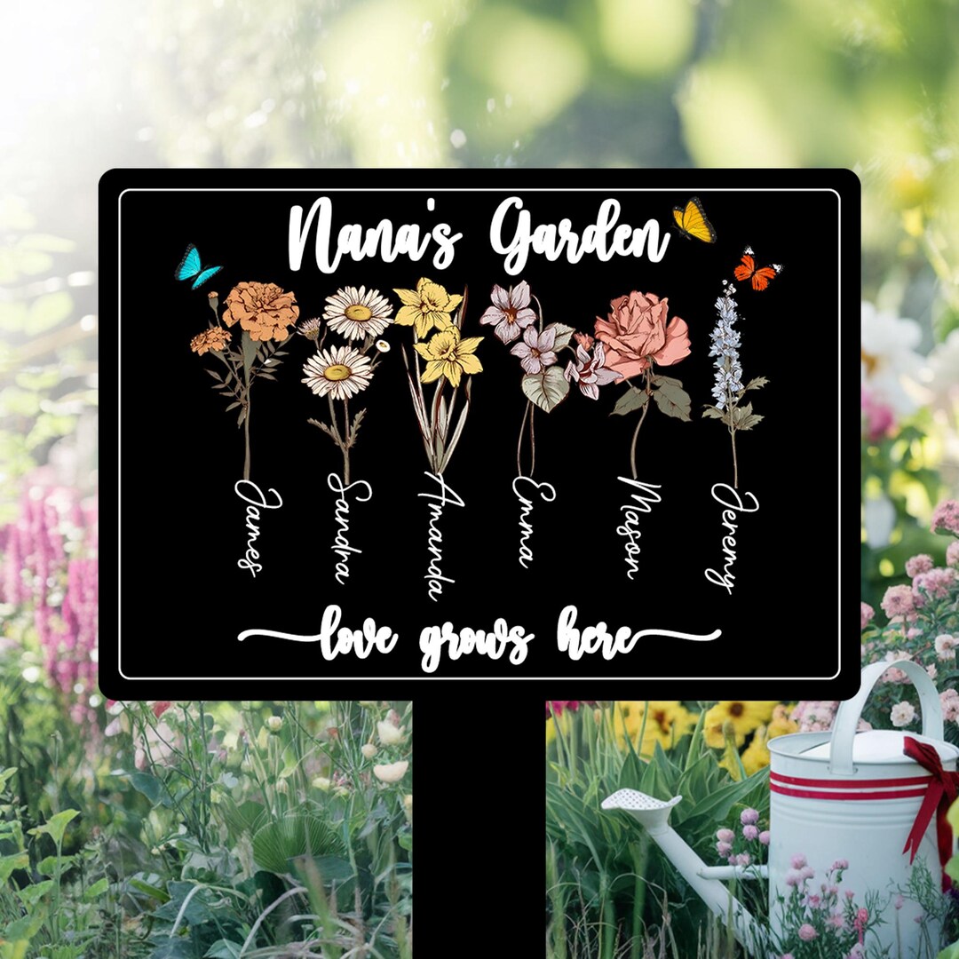 Personalized Metal Garden Sign Custom Garden Name Sign With Flower, up ...