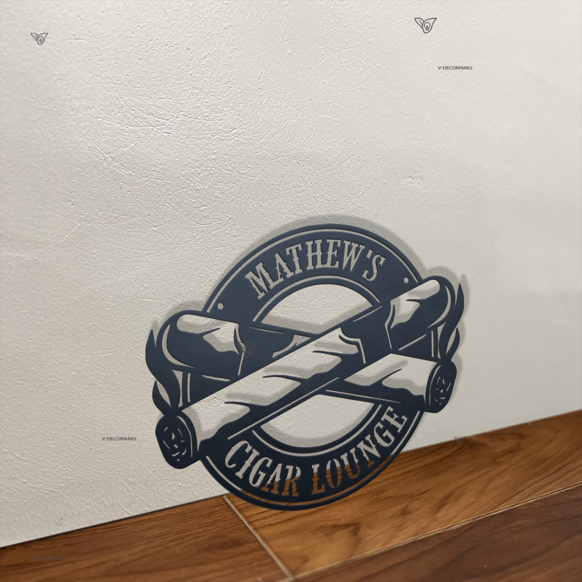Personalized Cigar Lounge Metal Wall Art LED Light Custom Smoking Cigar ...