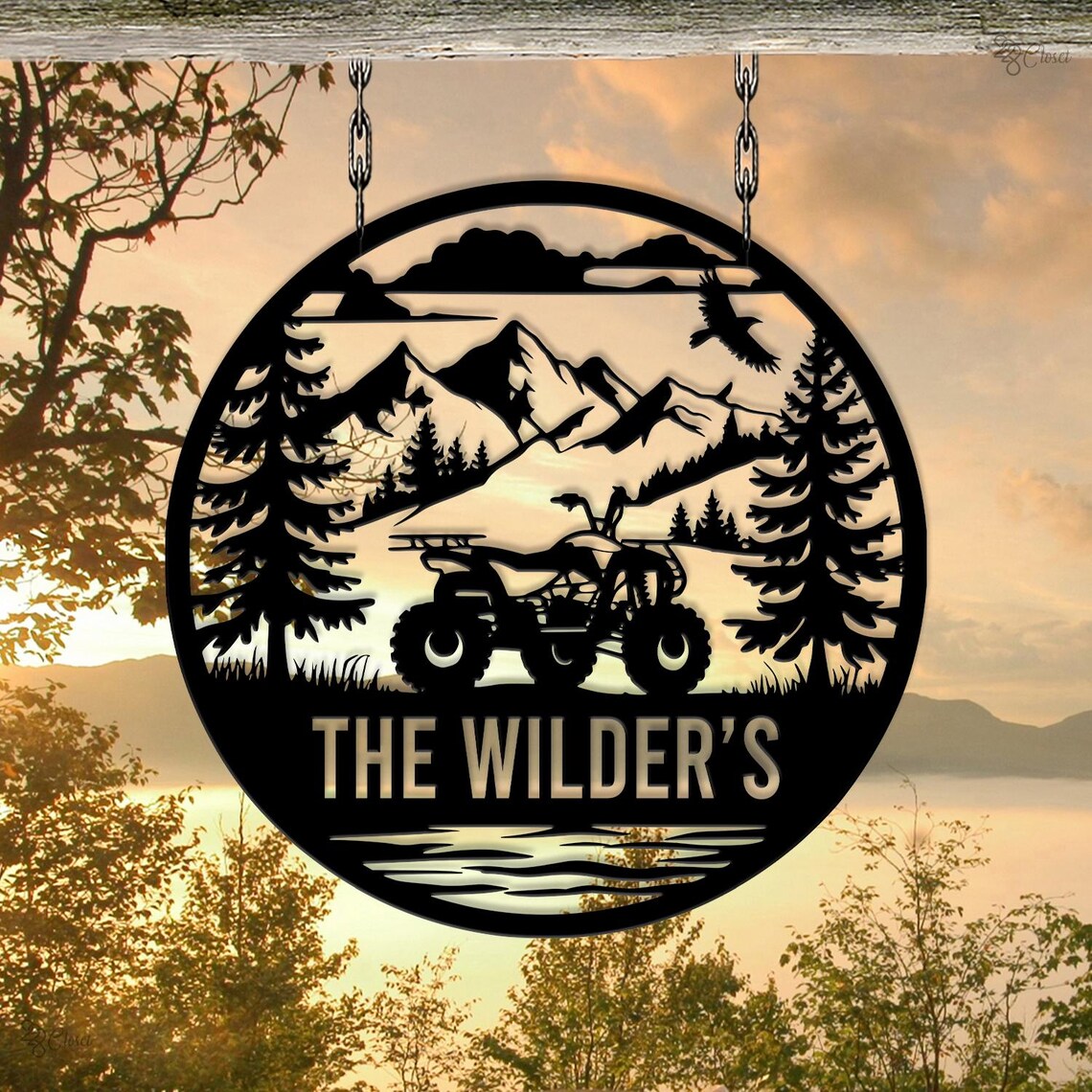 Custom ATV Cabin Sign, Personalized Mountain Metal, ATV Rider Cabin ...